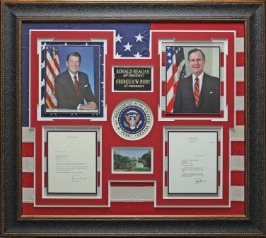 Ronald Reagan & George Bush Signed Presidential Display
