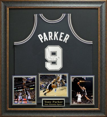 Tony Parker Signed San Antonio Spurs Jersey Display