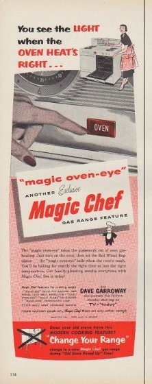 1953 Magic Chef Ad "You see the Light"