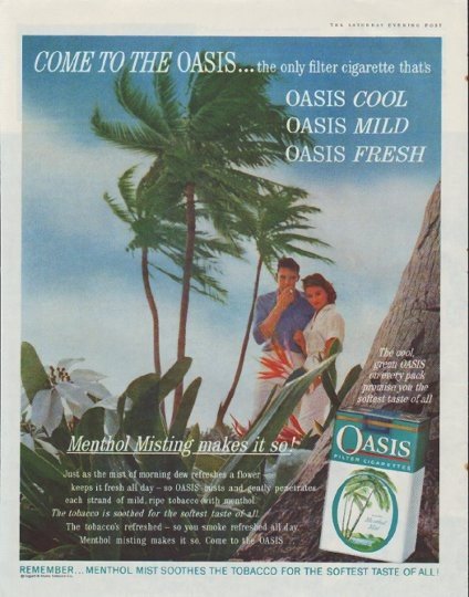 1961 Oasis Cigarettes Ad "Come to the Oasis"