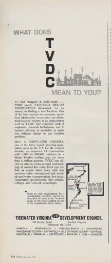 1963 Tidewater Virginia Development Council Ad "What Does TVDC Mean"