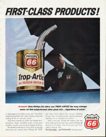1965 Phillips 66 Ad "First-Class Products"