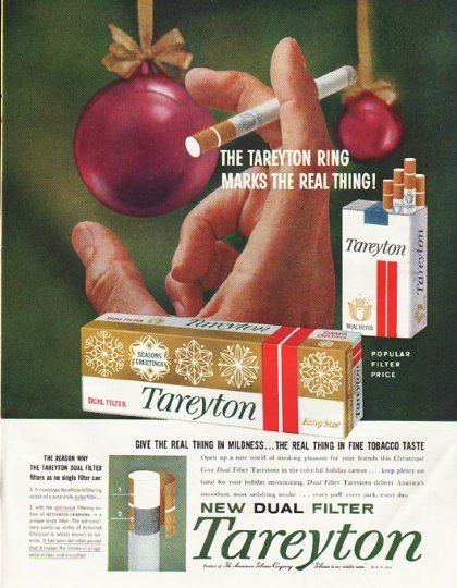 1958 Tareyton Cigarettes Ad "marks the real thing"