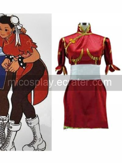 Street Fighter Chun-Li Red Cosplay Costume