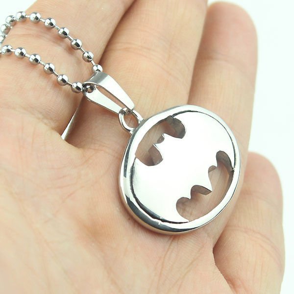 Batman Superhero Pendant Silver Men's 316L Stainless Steel Necklace ...