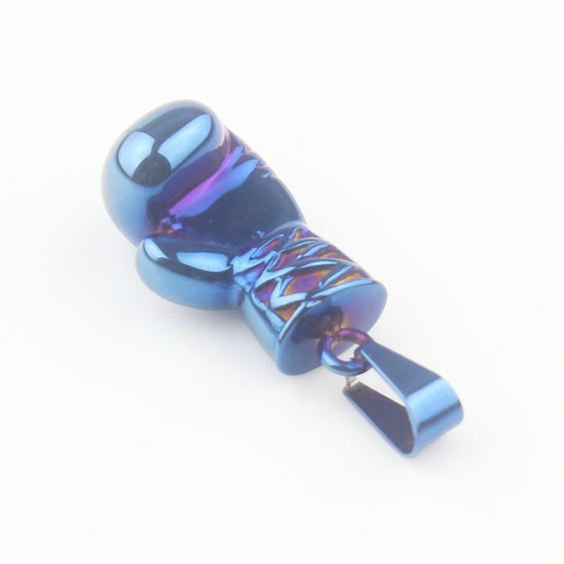 Blue Men's Cross Boxing Glove 316L Stainless Steel Pendant For Necklace