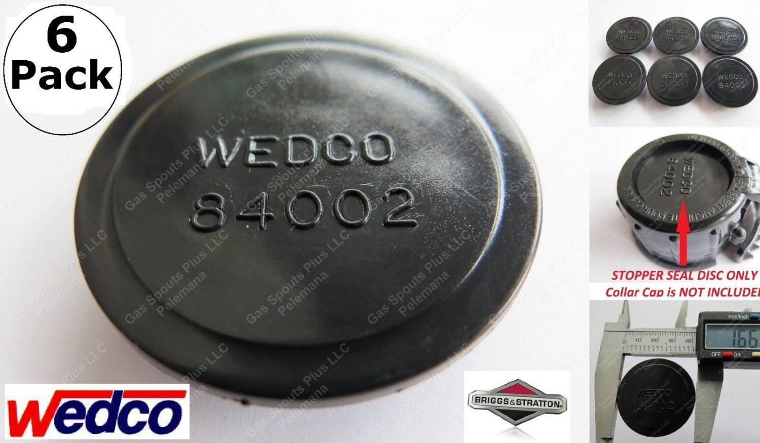 6 AUTHENTIC Wedco Seal Disc Stoppers # 84002 Briggs Stratton Gallon Gas ...