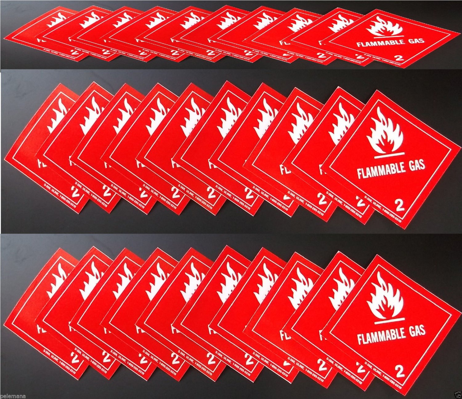 THIRTY Labels FLAMMABLE GAS 2 Red/White 4" x 4" Self Adhesive Paper ...