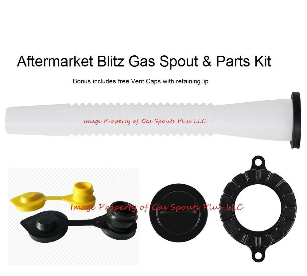 BLITZ Gas Can SPOUT & PARTS KIT includes FREE Yellow Black Vents TOUGH ...