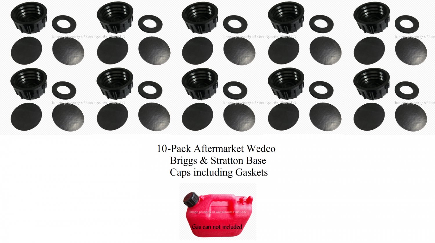 10 PK WEDCO BRIGGS Gas Can BASE SOLID CAPS Blind Closed Storage Lid ...