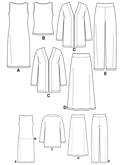 Plus Size Sewing Pattern Easy Knit Dress Top Jacket Skirt Pant Wardrobe ...