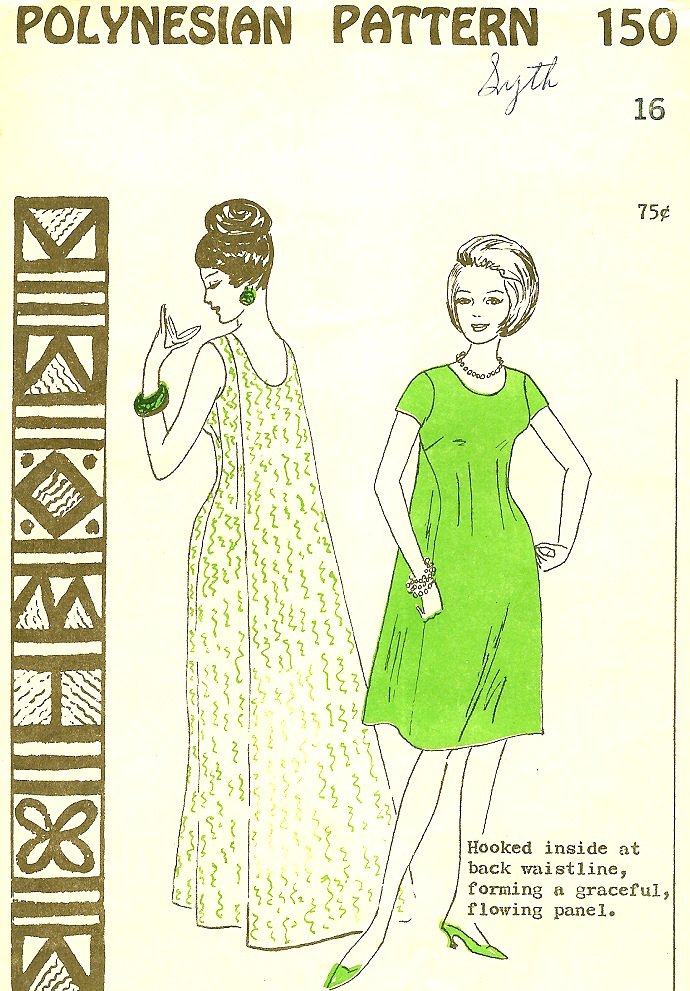 Polynesian Sewing Pattern MuuMuu Caftan Vintage Hawaii Wailele Long ...