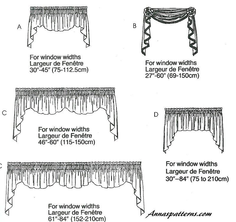 Easy Window Toppers Sewing Pattern Cascade Valance Rosettes Double Swag ...