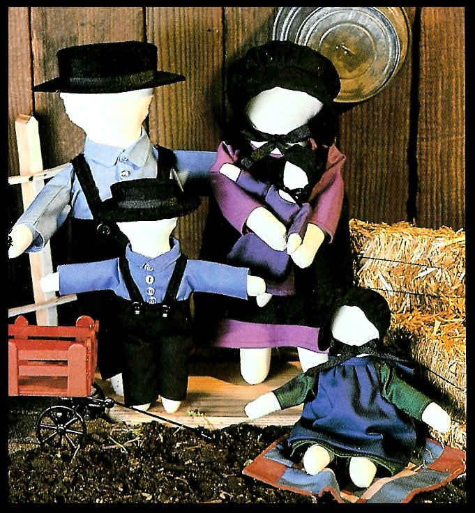 Amish Doll Family Sewing Pattern Clothes 12 8 5 Inch Country Home ...