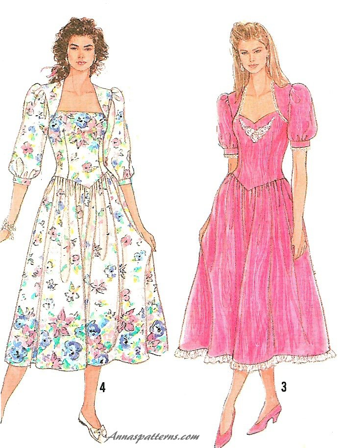 Simplicity Vintage Sewing Pattern Dress Fitted Bodice Full Skirt Square ...