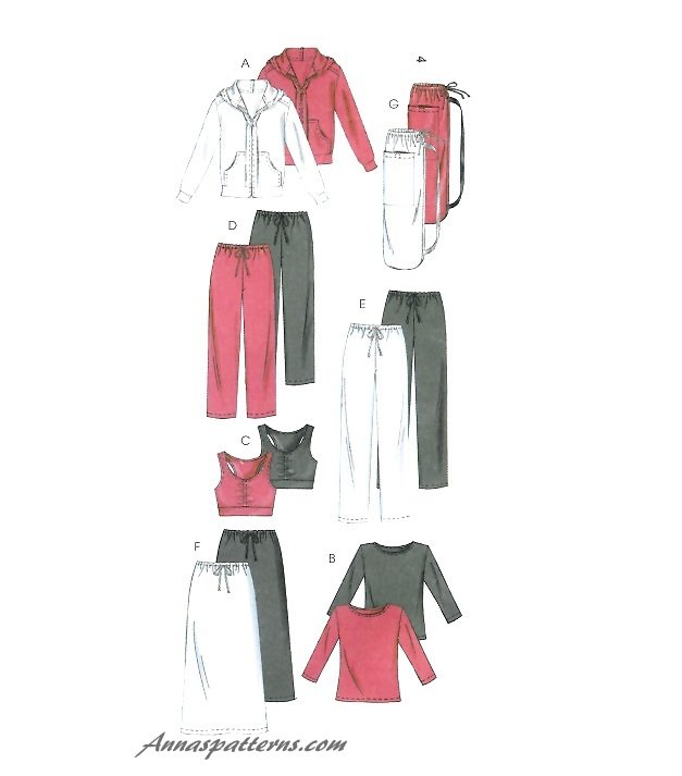Yoga Pants Spa Jacket Sewing Pattern Workout Sports Bra Skirt Top Coat ...