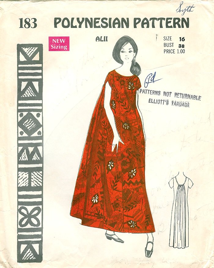 Hawaiian Sewing Pattern Caftan Muu Muu Dress Long Short Sleeve Full ...
