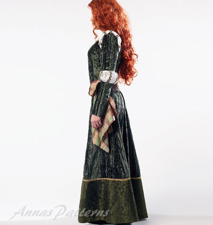 Misses Costume Pattern Gown Renaissance Vampire Princess Dress Merida ...