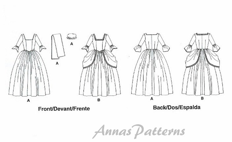 Girls Ball Gown Costume Pattern Colonial Princess Elizabethan ...
