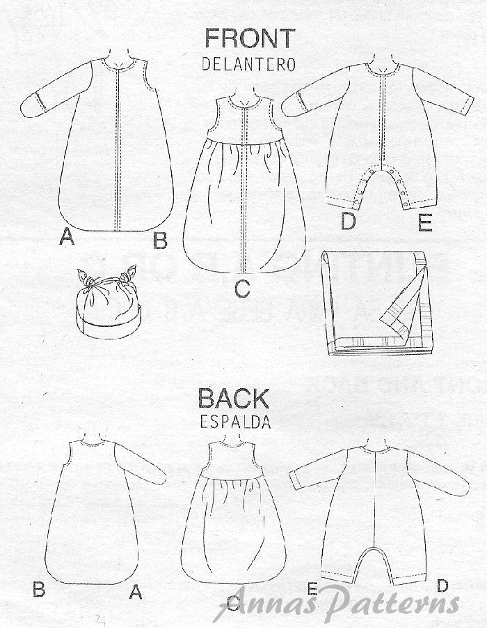 Bunting Sack Sewing Pattern Infant Baby Fleece Knit Jumpsuit Hat ...