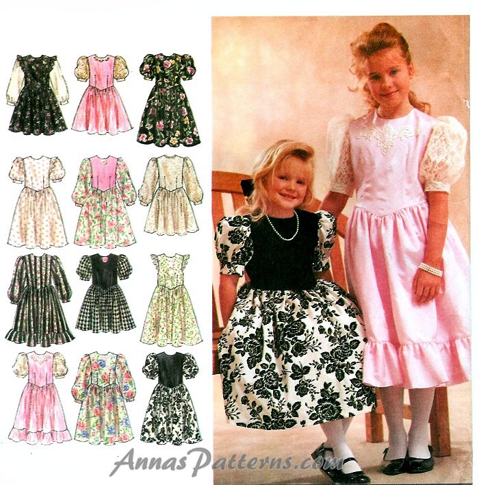 Girl Party Dress Sew Pattern Special Occasion Shape Bodice Puff Sleeve ...