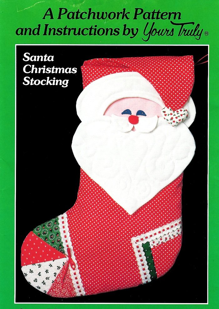 Santa Claus Christmas Stocking Sewing Pattern Patchwork Vintage Holiday ...