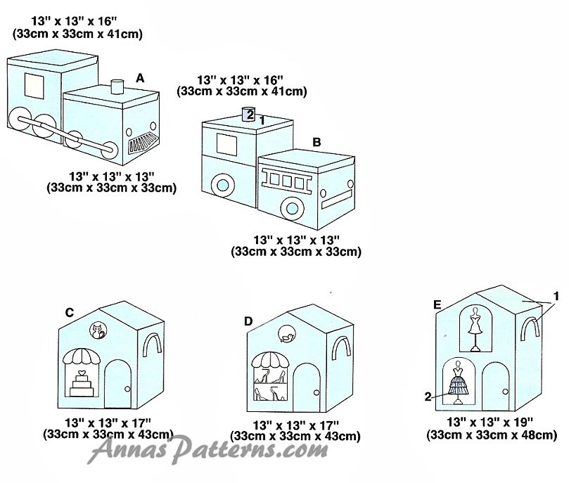 Child Toy Box Sew Pattern Train Doll House Shopping Mall Boy Girl ...