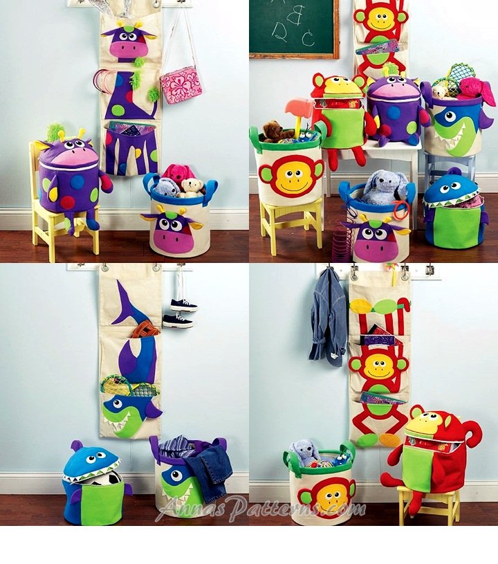 Fun Baskets Children Sew Pattern Wall Hanging Toy Storage Clothes ...