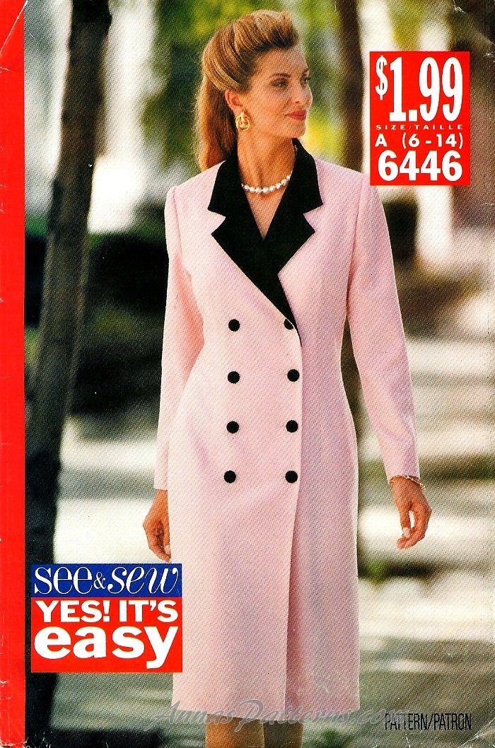 Double Breasted Dress Sewing Pattern Straight Tailored Button Front ...