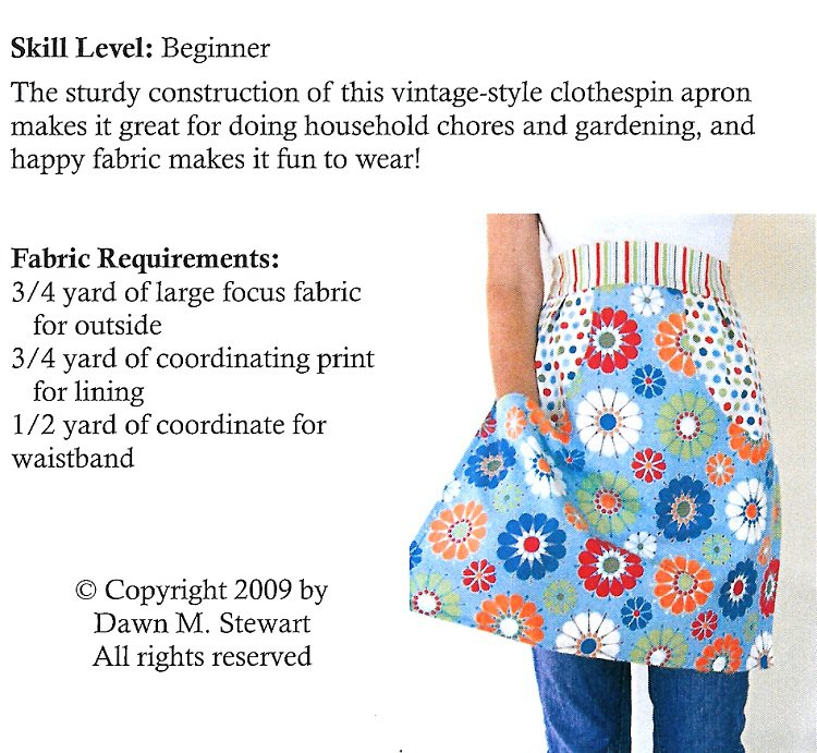 Clothespin Apron Sewing Pattern Vintage Design Retro One Size Easy ...