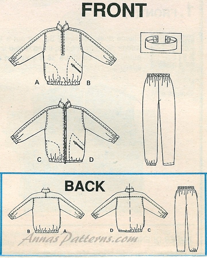 Fleece Wear Sewing Pattern Easy Top Jacket Pants Zip Front Pullover Ski ...