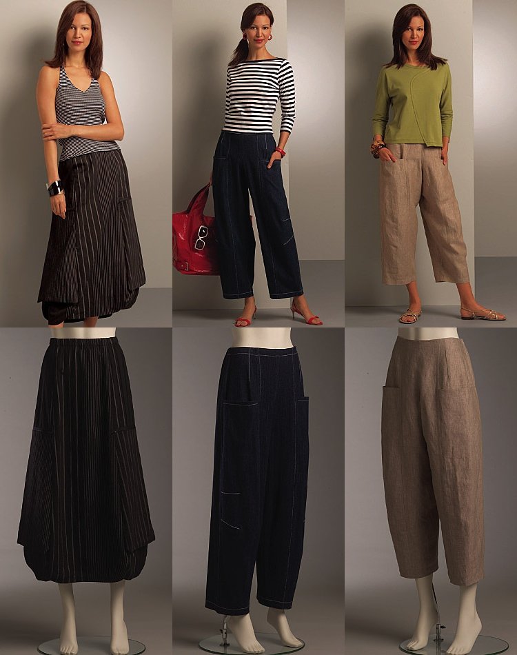 Vogue Sewing Pattern Capri Ankle Pant Skirt Bubble Hemline Cargo Tilton ...