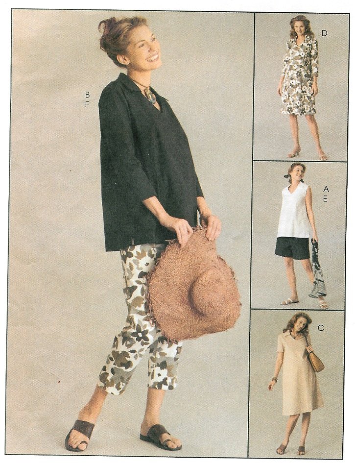 Maternity Wardrobe Sewing Pattern Pullover Tunic Top Pant Capri Dress ...