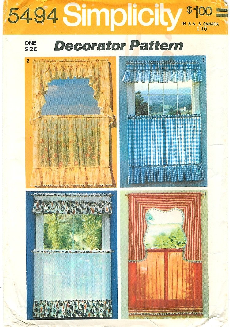70's Cafe Curtain Sewing Pattern Vintage Window Topper Valance Swag 40 ...