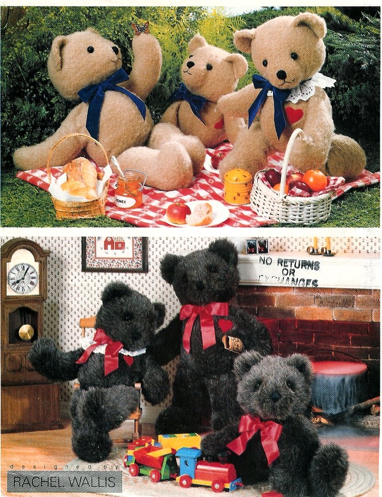 Stuffed Teddy Bear Sewing Pattern 80s Plush Toy Animal Easy 21 23 24 ...