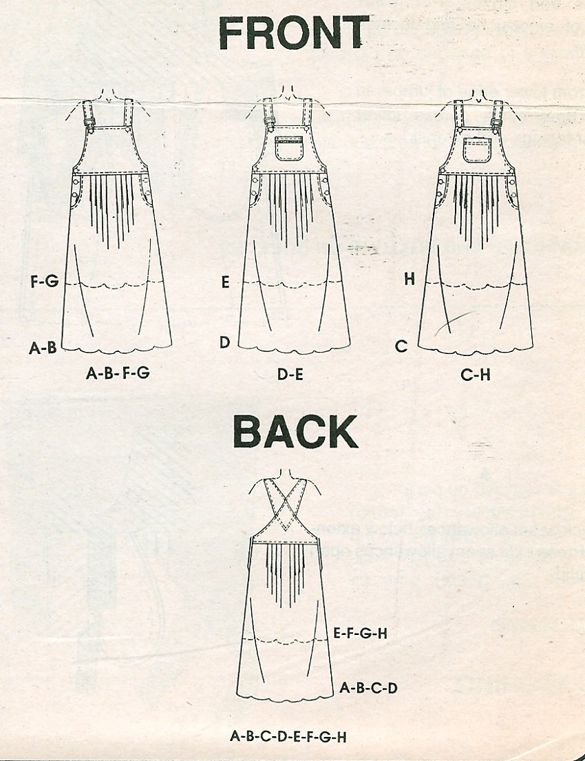 Easy Jumper Dress Sewing Pattern 8 10 12 Empire Bib A-line Skirt 2 ...