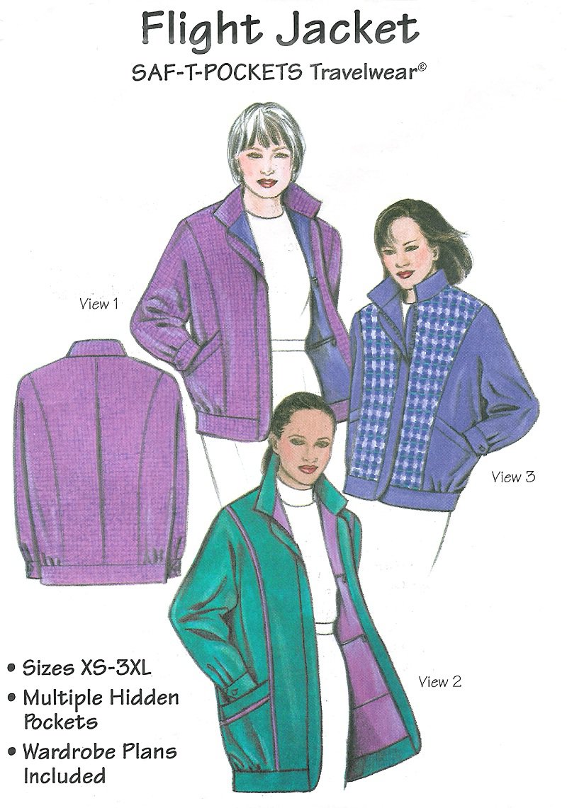 Womens Lined Coat Sewing Pattern XS-3XL Flight Jacket Zip Front ...
