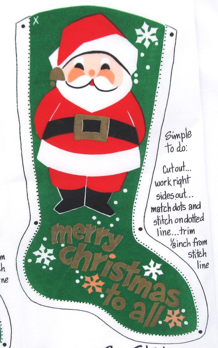Mr Mrs Santa Clause Stocking Panels 15" Vintage 60s Reversible Felt SH ...