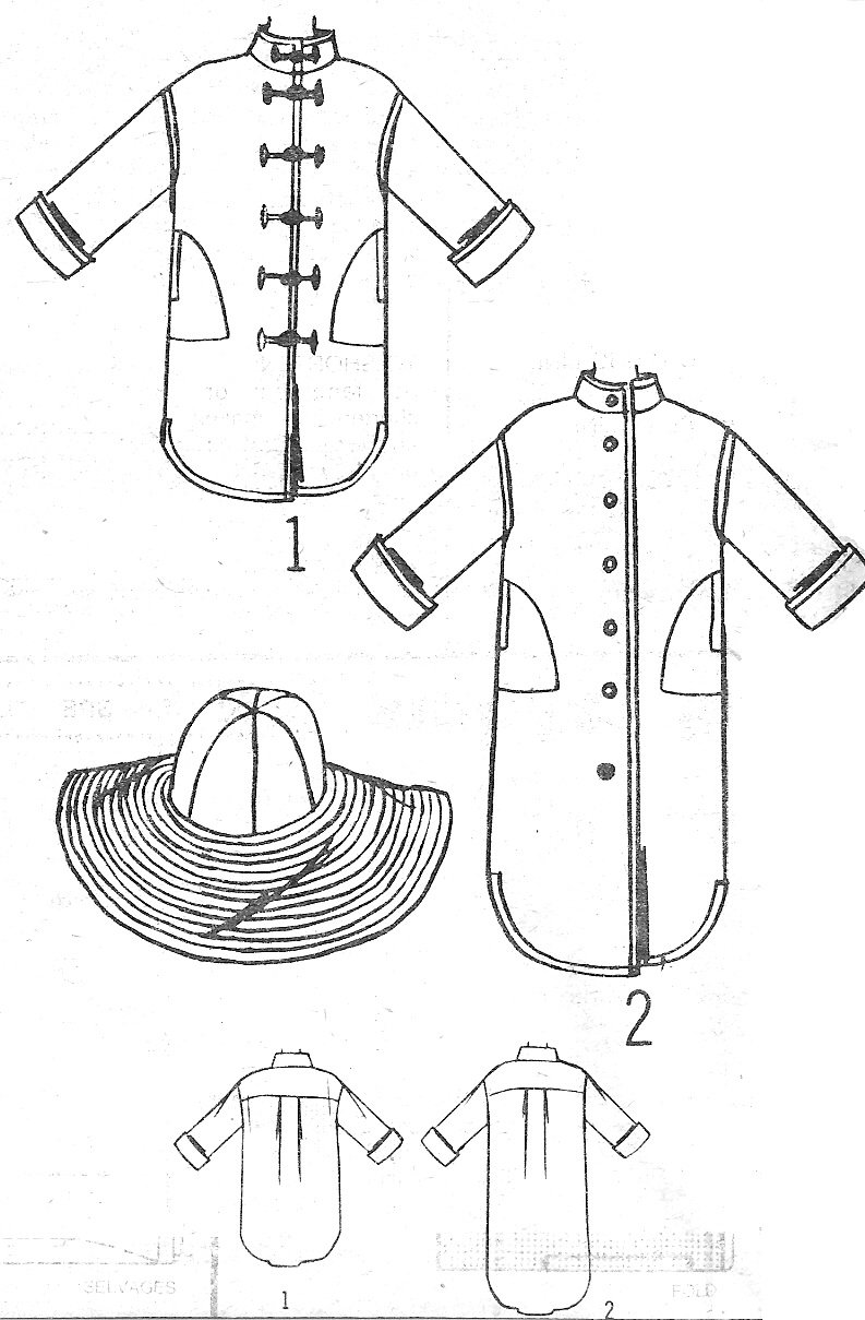 Loose Coat Sewing Pattern 10/12 Easy Unlined Rain Jacket Hat Button ...