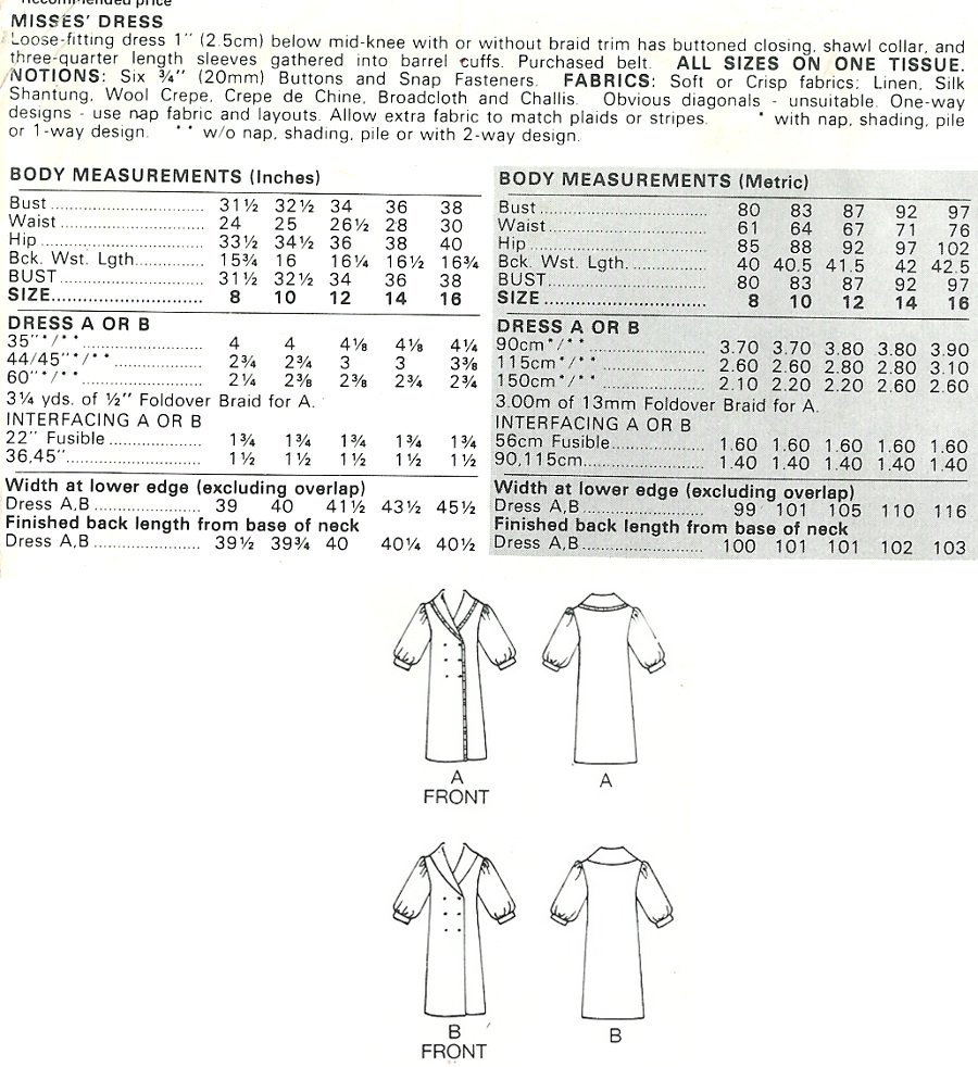 Double Breasted Dress Sewing Pattern 8-16 Easy Button Front Shirtdress ...