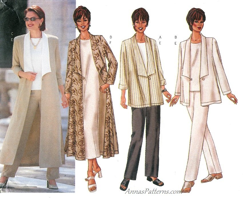 Easy Wardrobe Sewing Pattern Sz 12-16 Duster Suit Jacket Pants Dress ...