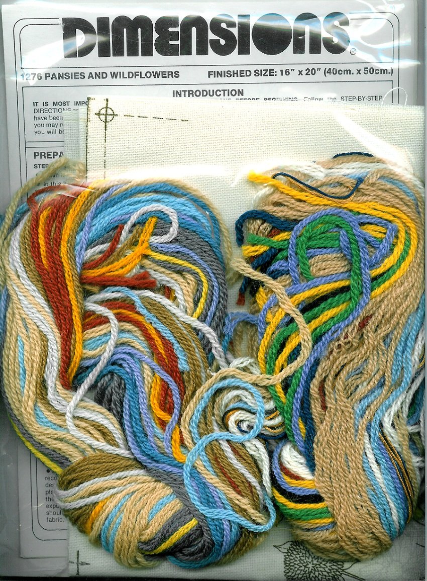 Dimensions Crewel Embroidery Kit Pansies Wildflowers 1984 Bouquet ...