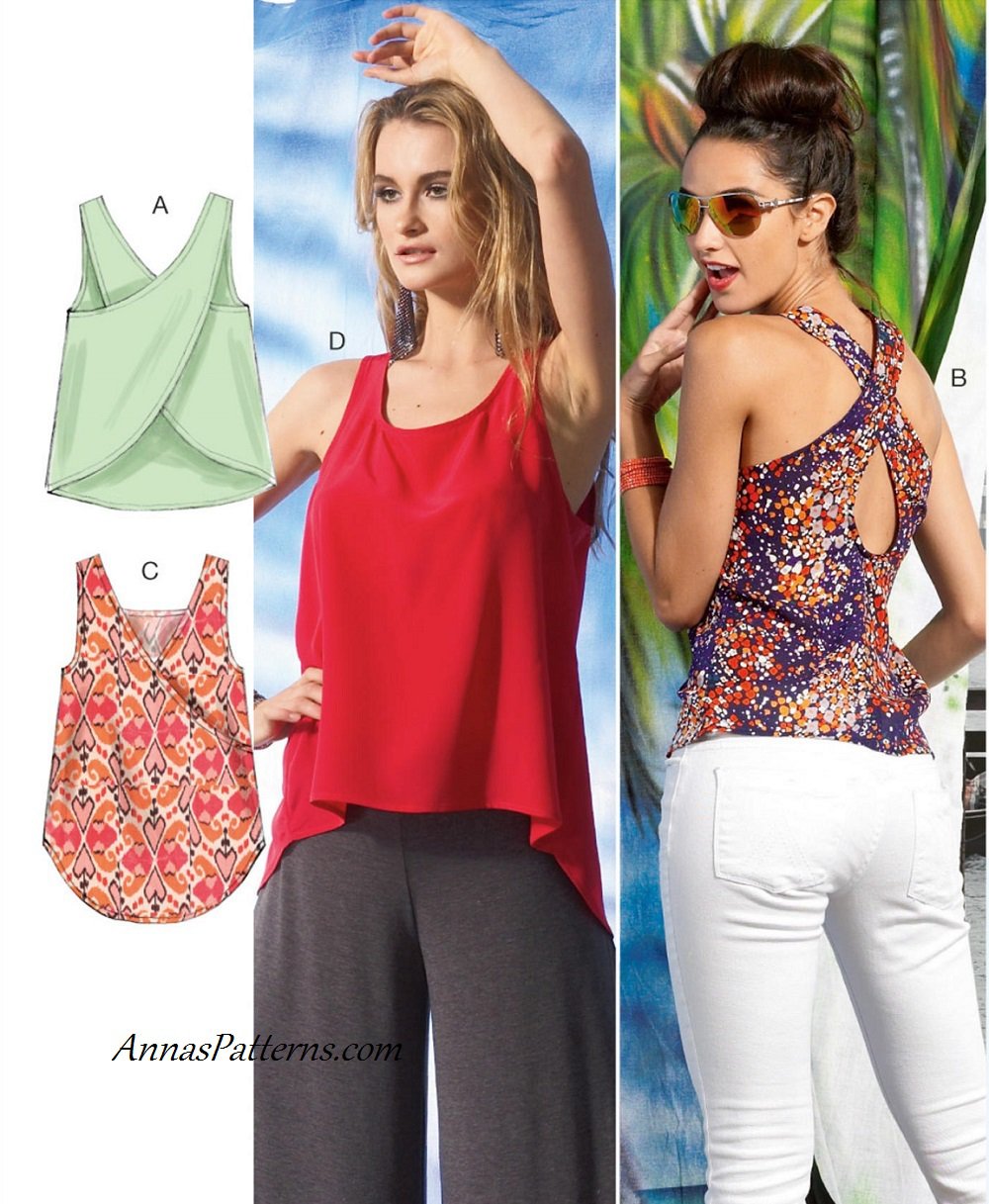 Loose Pullover Top Sewing Pattern 4-14 Sleeveless Criss Cross High Low ...