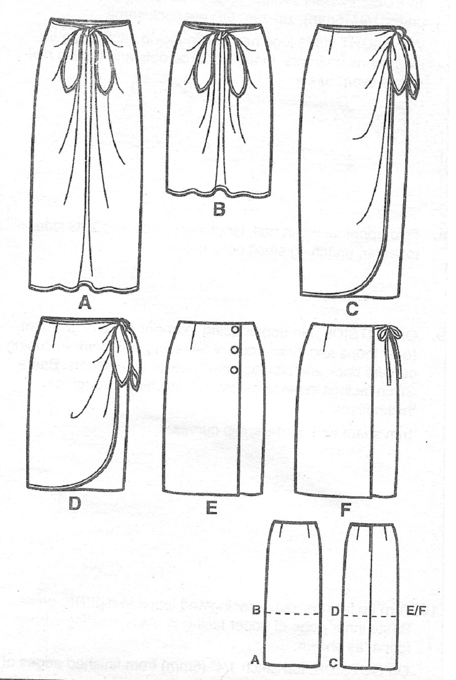 Mock Wrap Skirt Sewing Pattern Plus 18-20-22 Sarong Easy 2 Lengths 7525