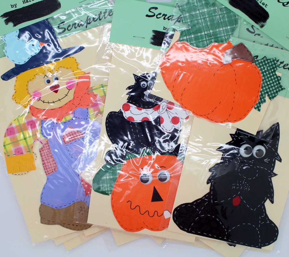 Fall Halloween Scrapbook Cutouts Scarecrow Handcrafted Pumpkin Cats