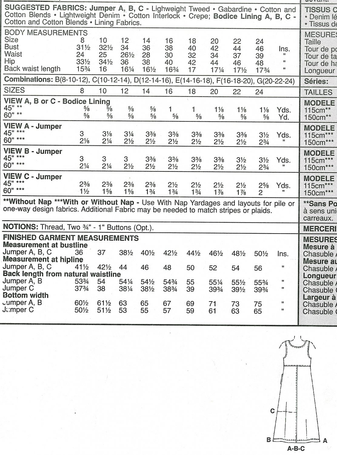 Jumper Dress Sewing Pattern Plus 14 16 18 Easy Overall Pullover ...