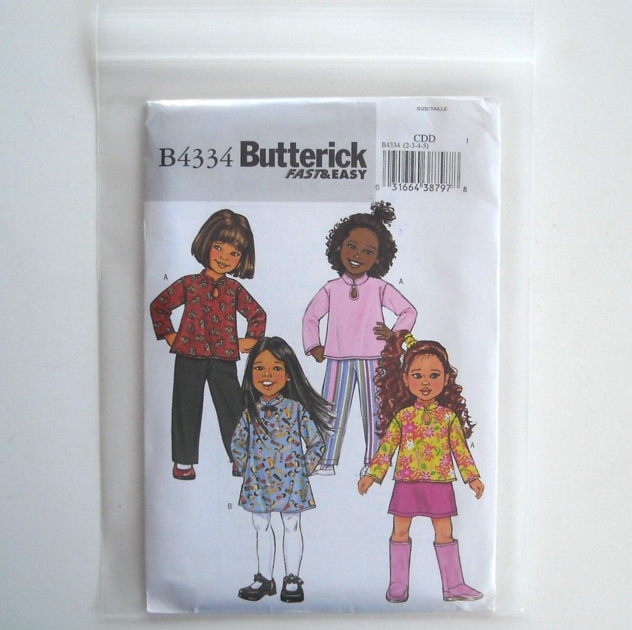 Butterick Pattern B4334 Out of Print Size 2 - 5 Girls Top Dress Skirt Pants