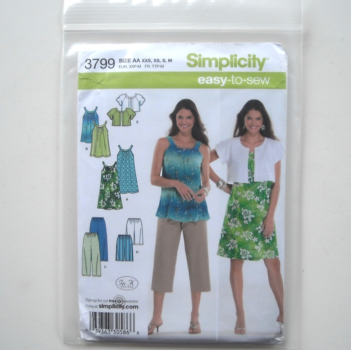 Simplicity Pattern 3799 Size XXS - M In K Designs Easy To Sew Misses ...