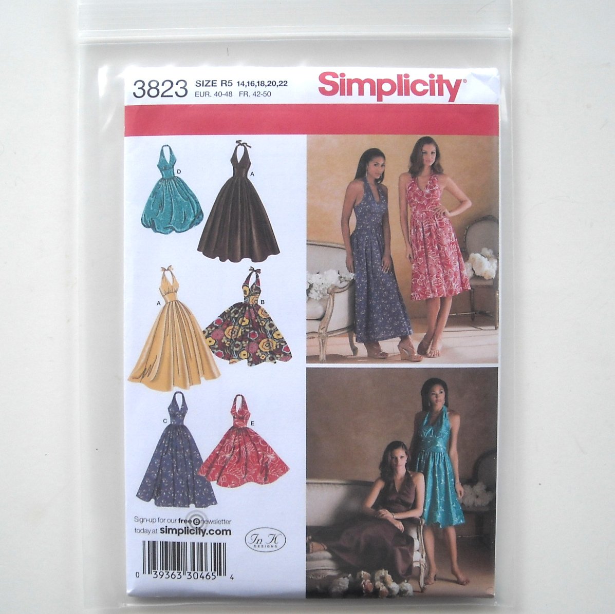 Misses Womens Halter Dresses 14 - 22 In K Designs Simplicity Pattern 3823