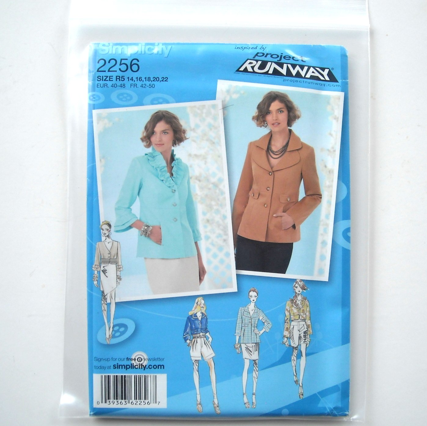 Misses Womens Jackets 14 - 22 Project Runway Simplicity Sewing Pattern 2256